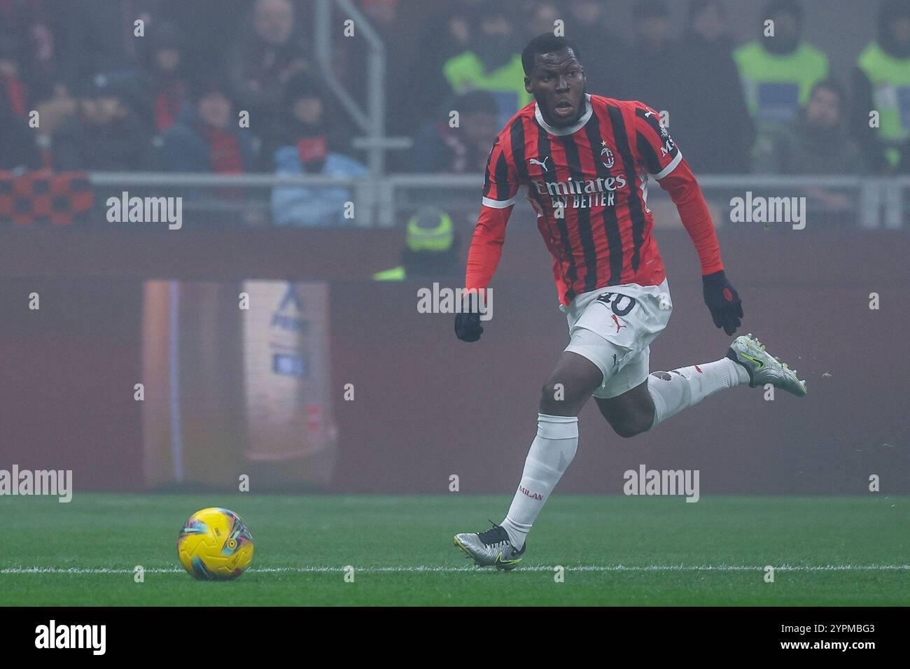 Yunus Musah of AC Milan seen in action during Serie A 2024/25 football match between AC Milan ...