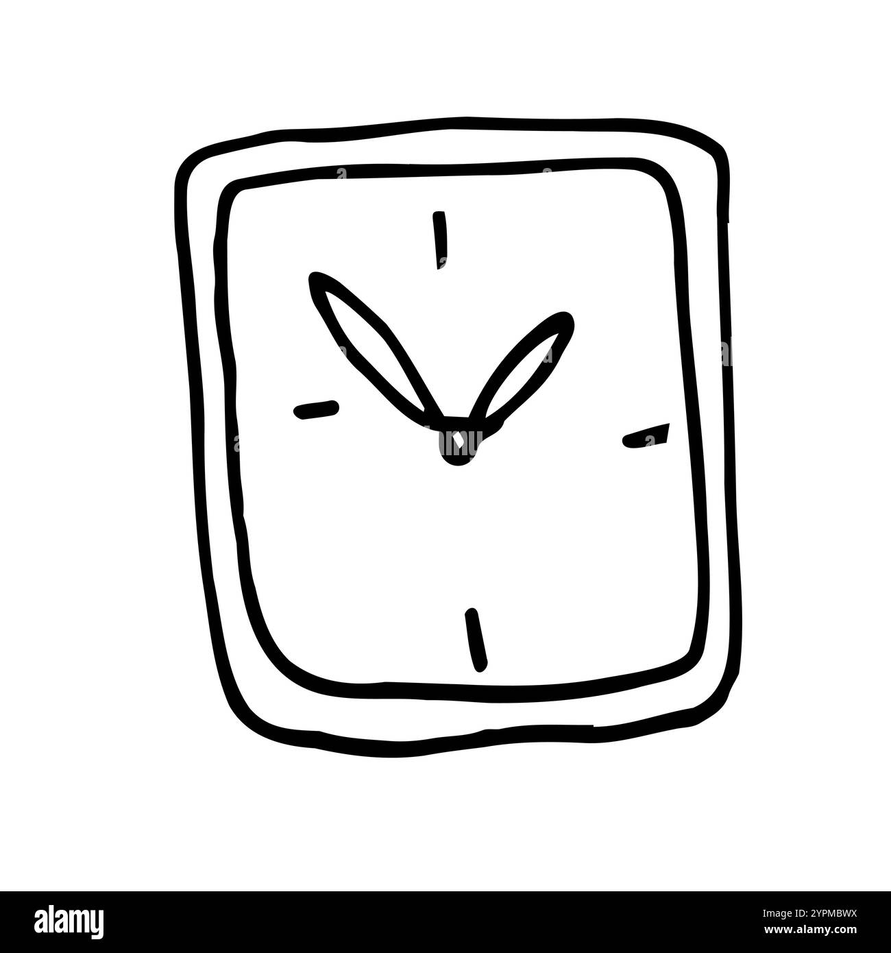 Doodle alarm clock icon Black and White Stock Photos & Images - Alamy