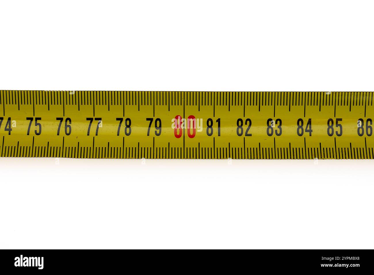 Measuring Tape Highlighting Number 80 in Red on White Background ...