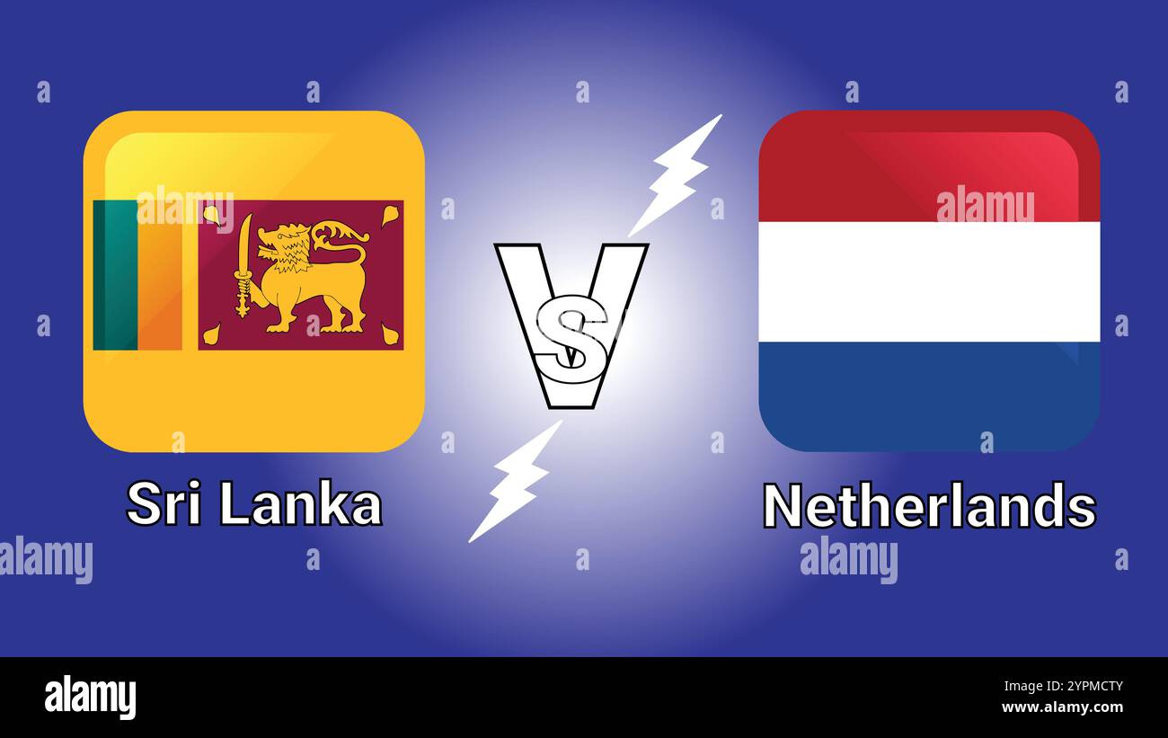 Sri Lanka Vs Netherlands 3D Illustration vector flags in shaded Rounded ...