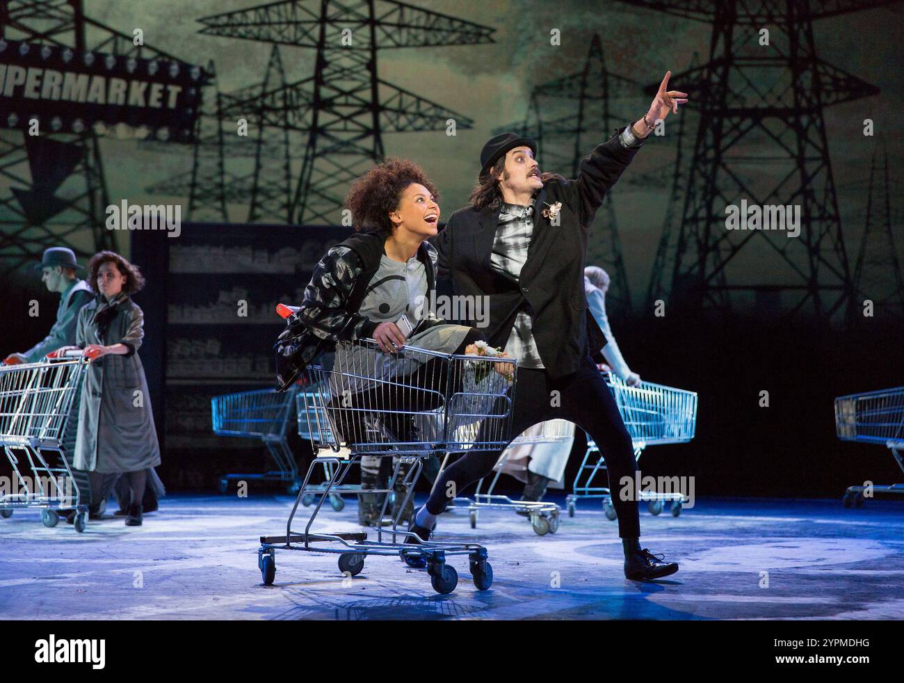 Lois Chimimba (Aly), Paul Hilton (Matt) in wonder.land at the Olivier Theatre, National Theatre ...