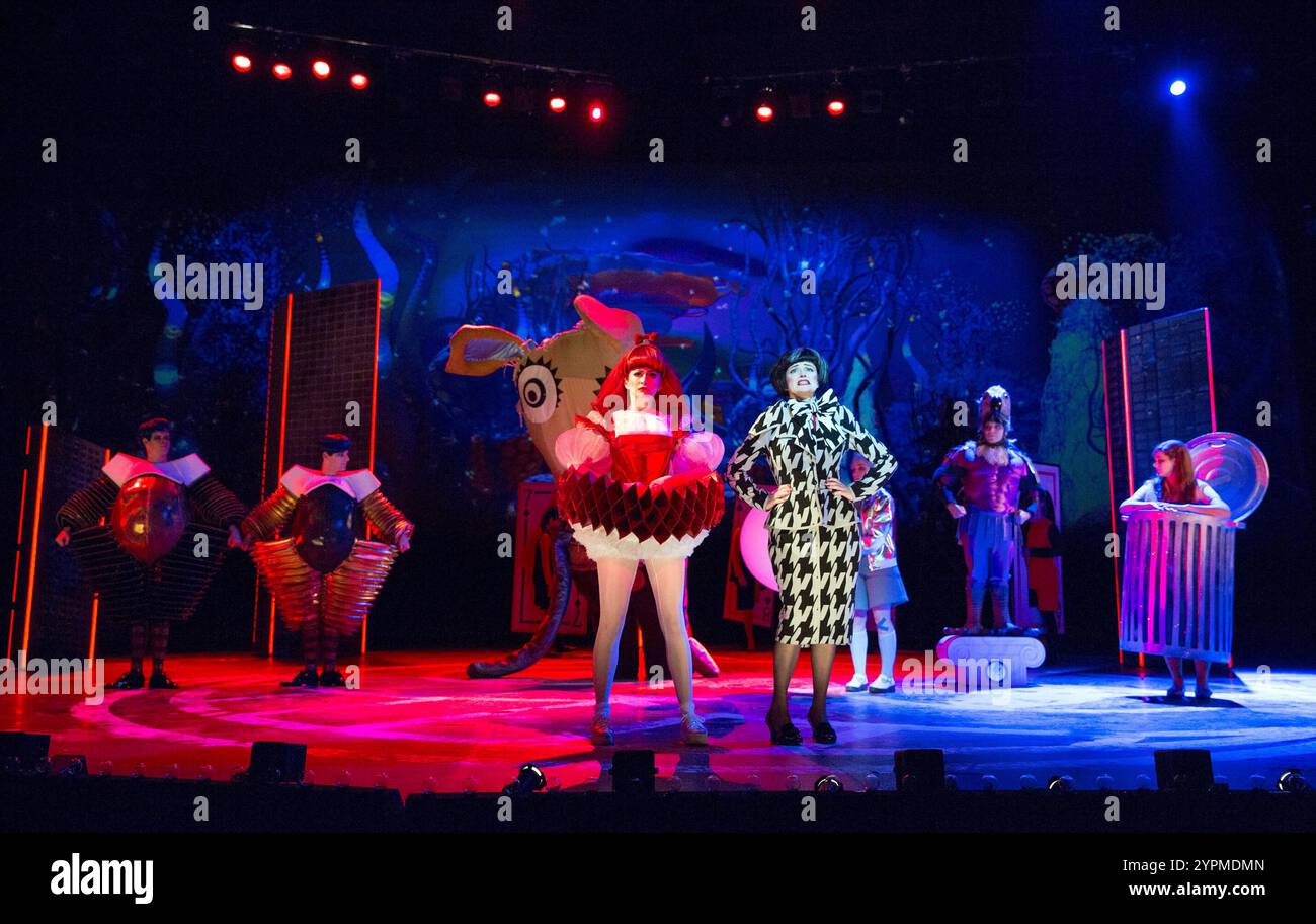 centre, l-r: Carly Bawden (Alice Avatar), Anna Francolini (Ms Manxome ...