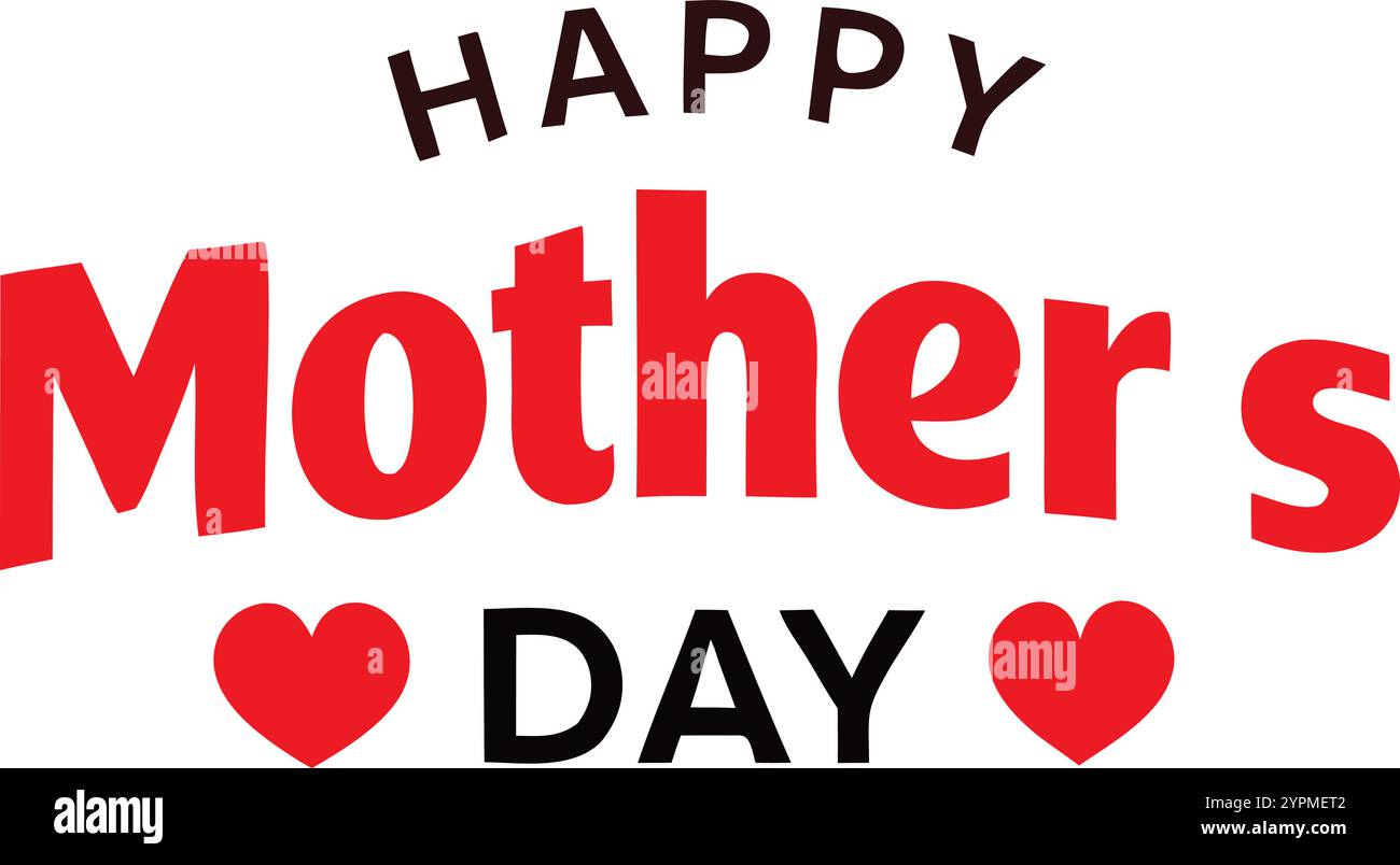 happy mothers day red hearts card white background design Stock Vector ...