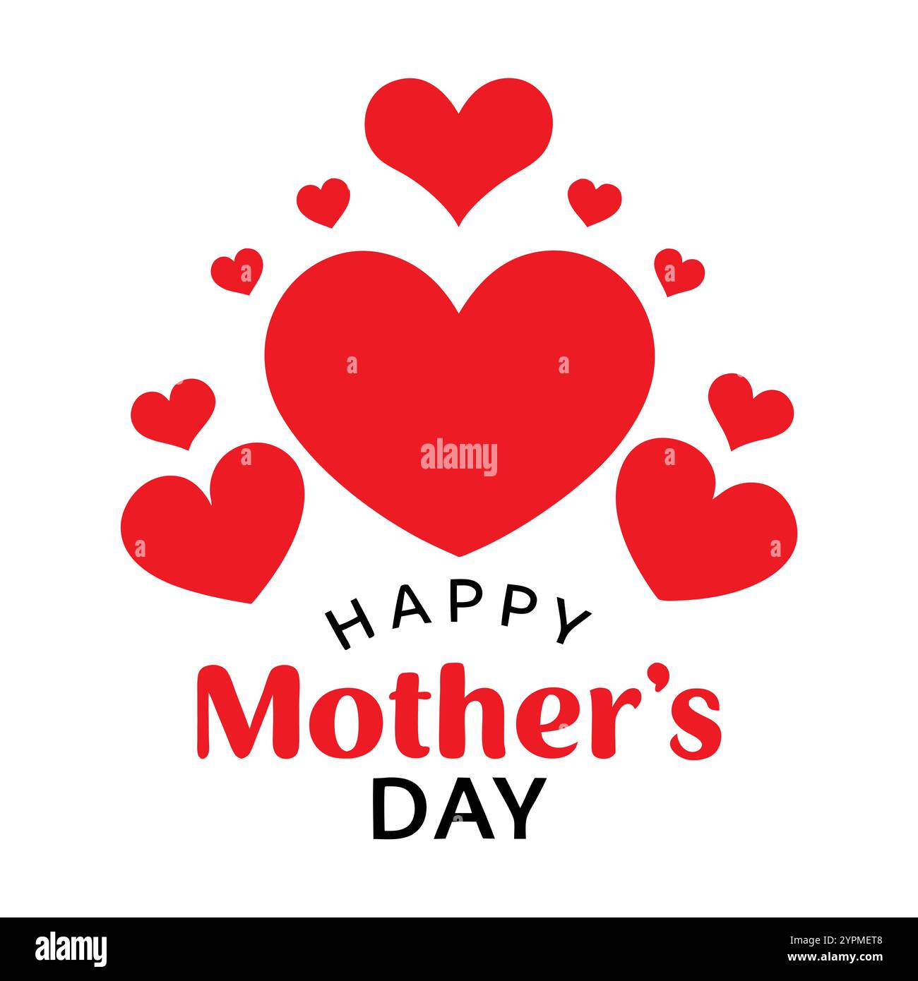 happy mothers day red hearts card white background design Stock Vector ...