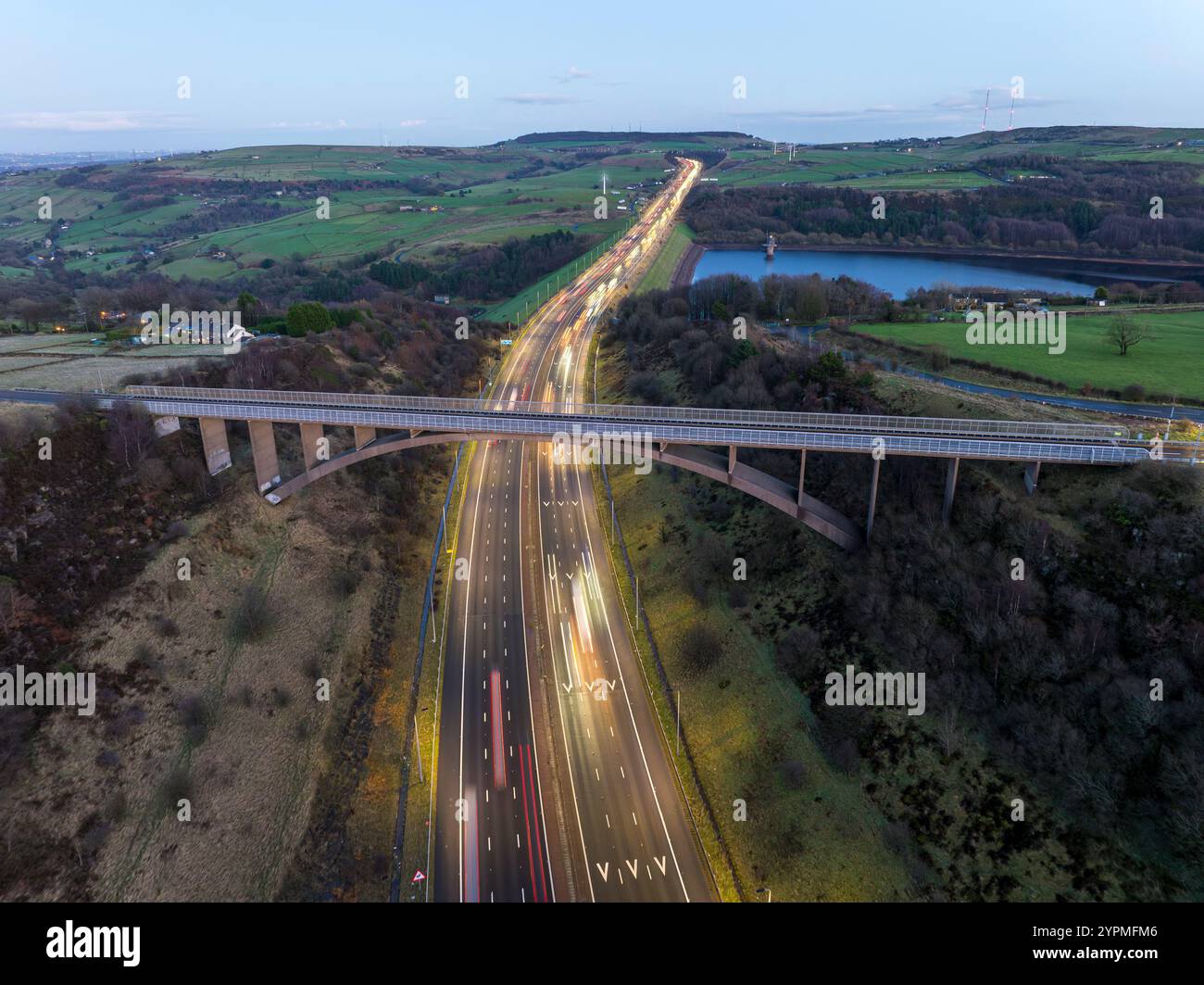 Aerial image of Scammonden bridge in Kirklees, west Yorkshire early ...
