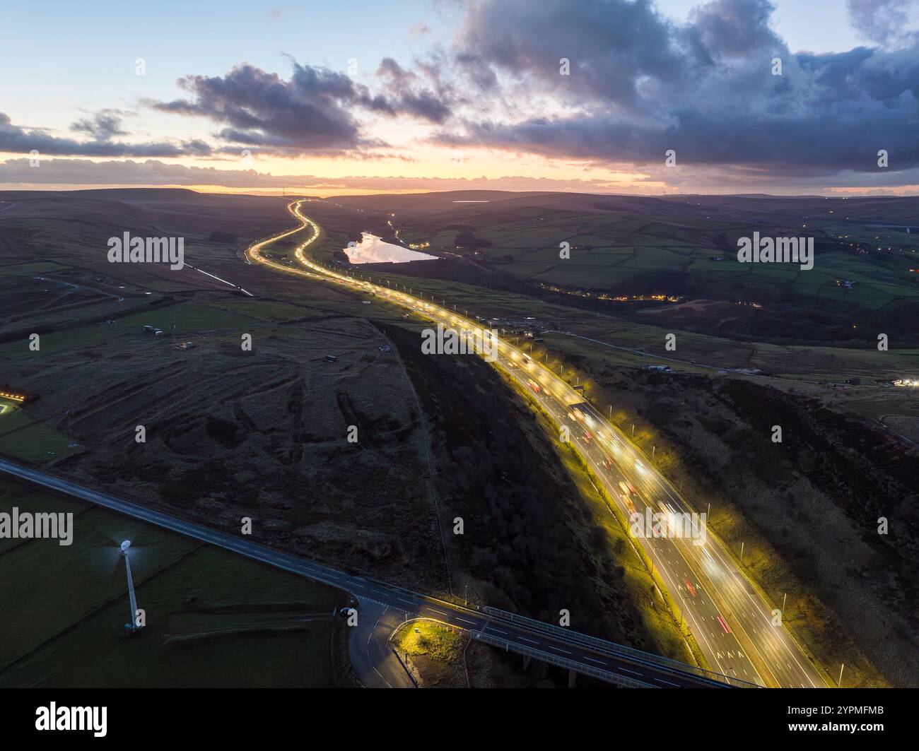 Aerial image of Scammonden bridge in Kirklees, west Yorkshire early ...