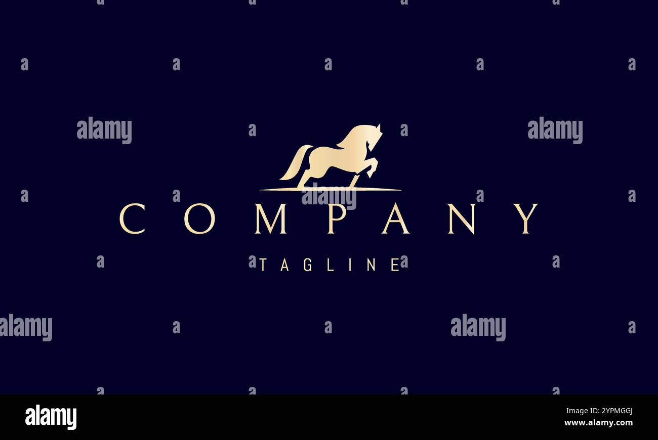 Vector golden logo with an abstract image of a powerful stallion Stock ...