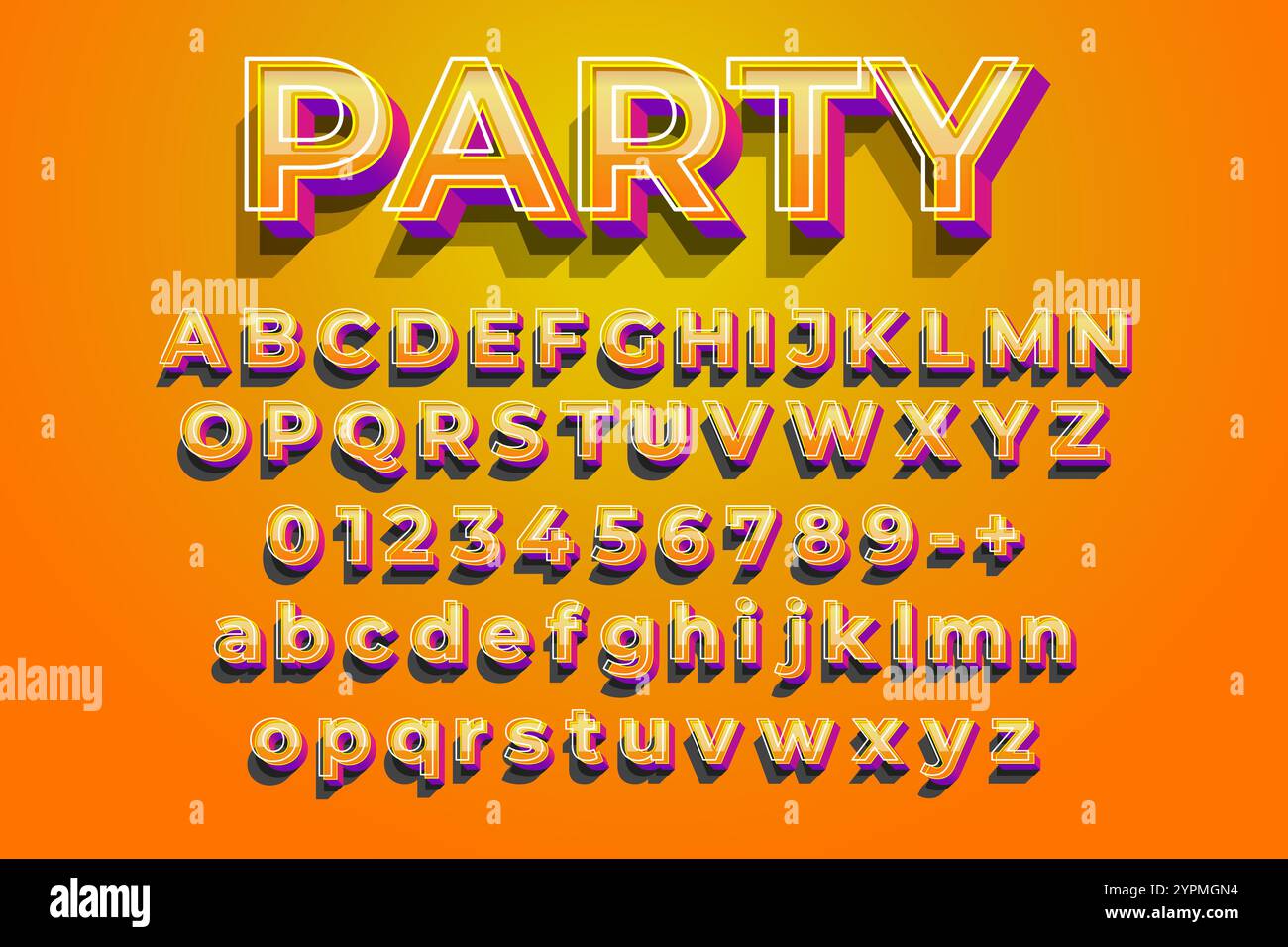 3D letters and numbers set, Bold font typeface, Light blue and white ...