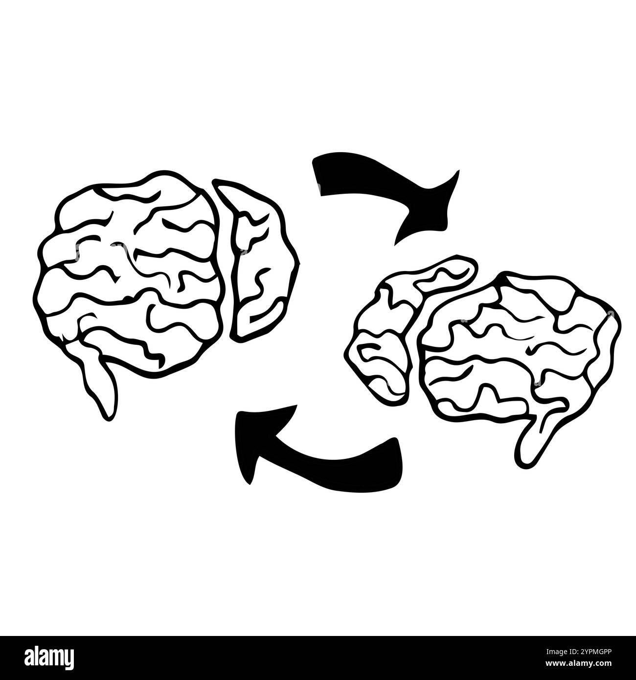 brain synchronization sketch icon vector. Hand drawn doodle line art ...
