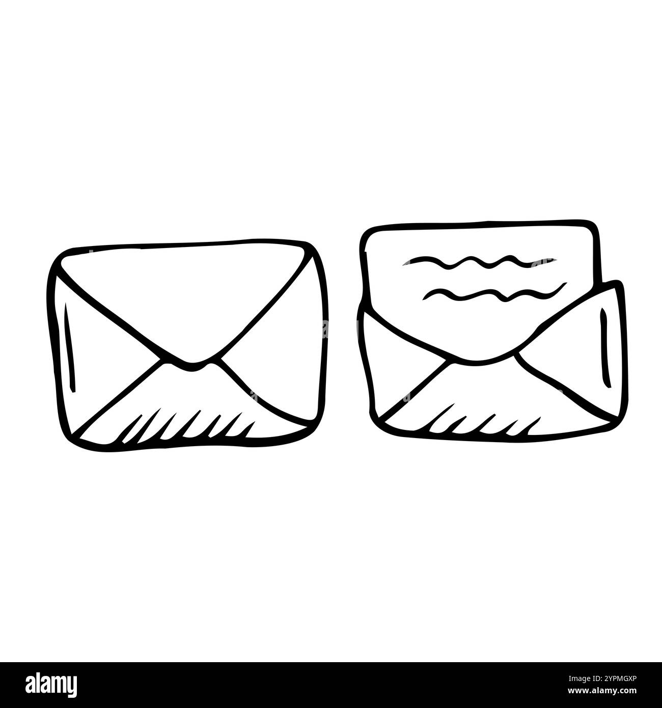 vector doodle Mail icons open and closed envelopes, e-mail symbol Stock ...