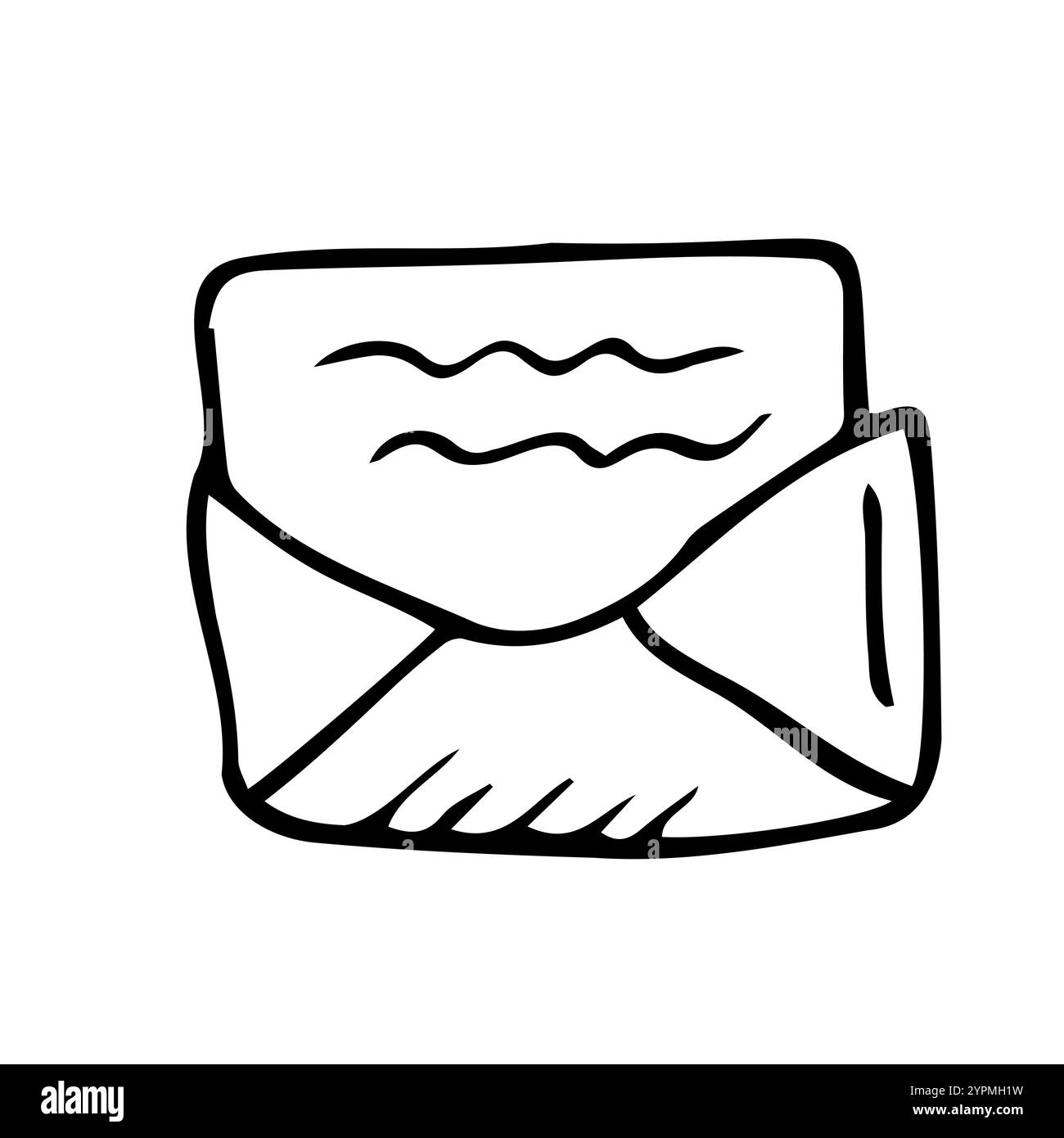 Vector illustration. Hand drawn doodle of opened envelope. Incoming ...