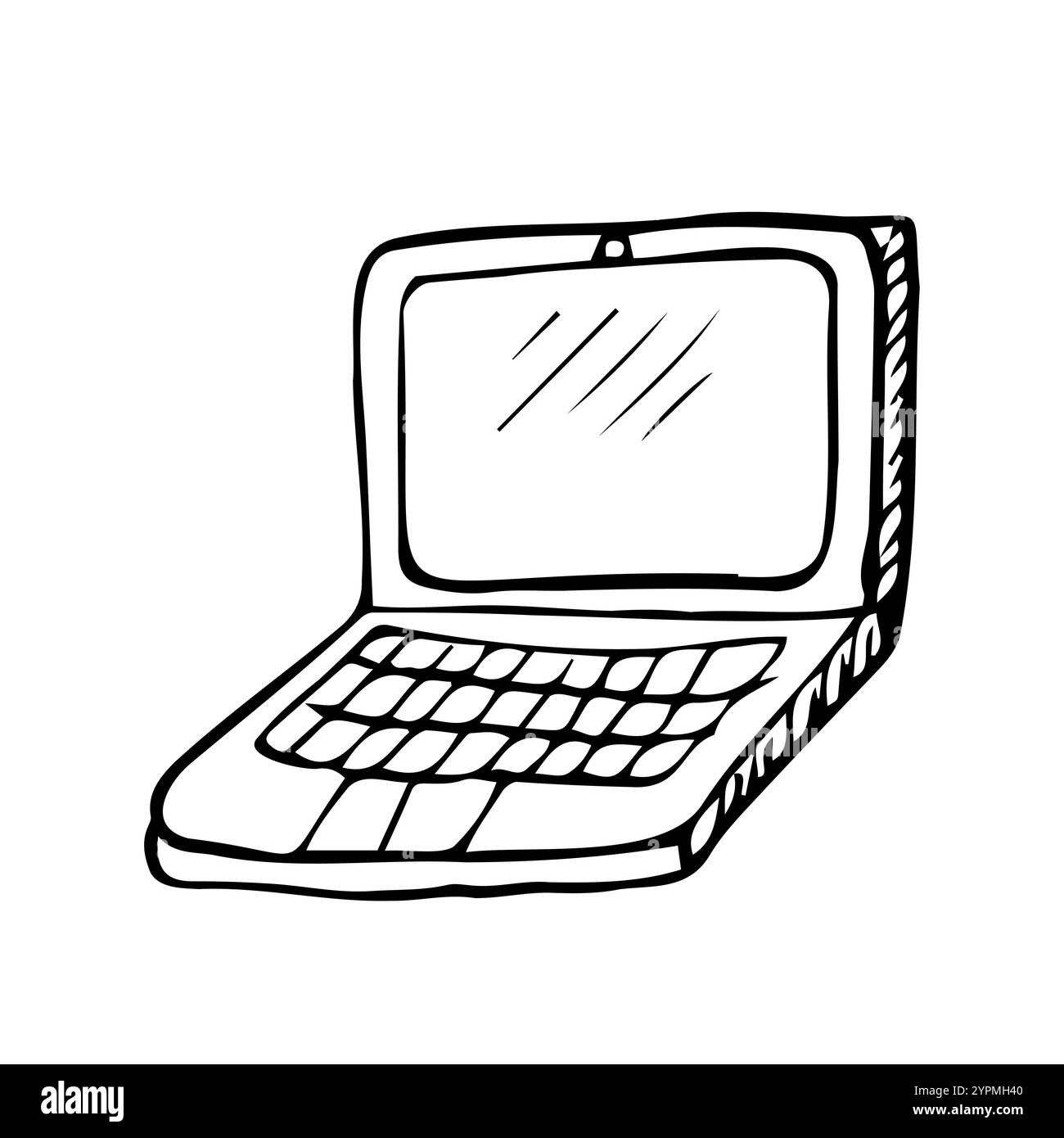 vector doodle laptop, computer hand drawn. isolated on white background ...