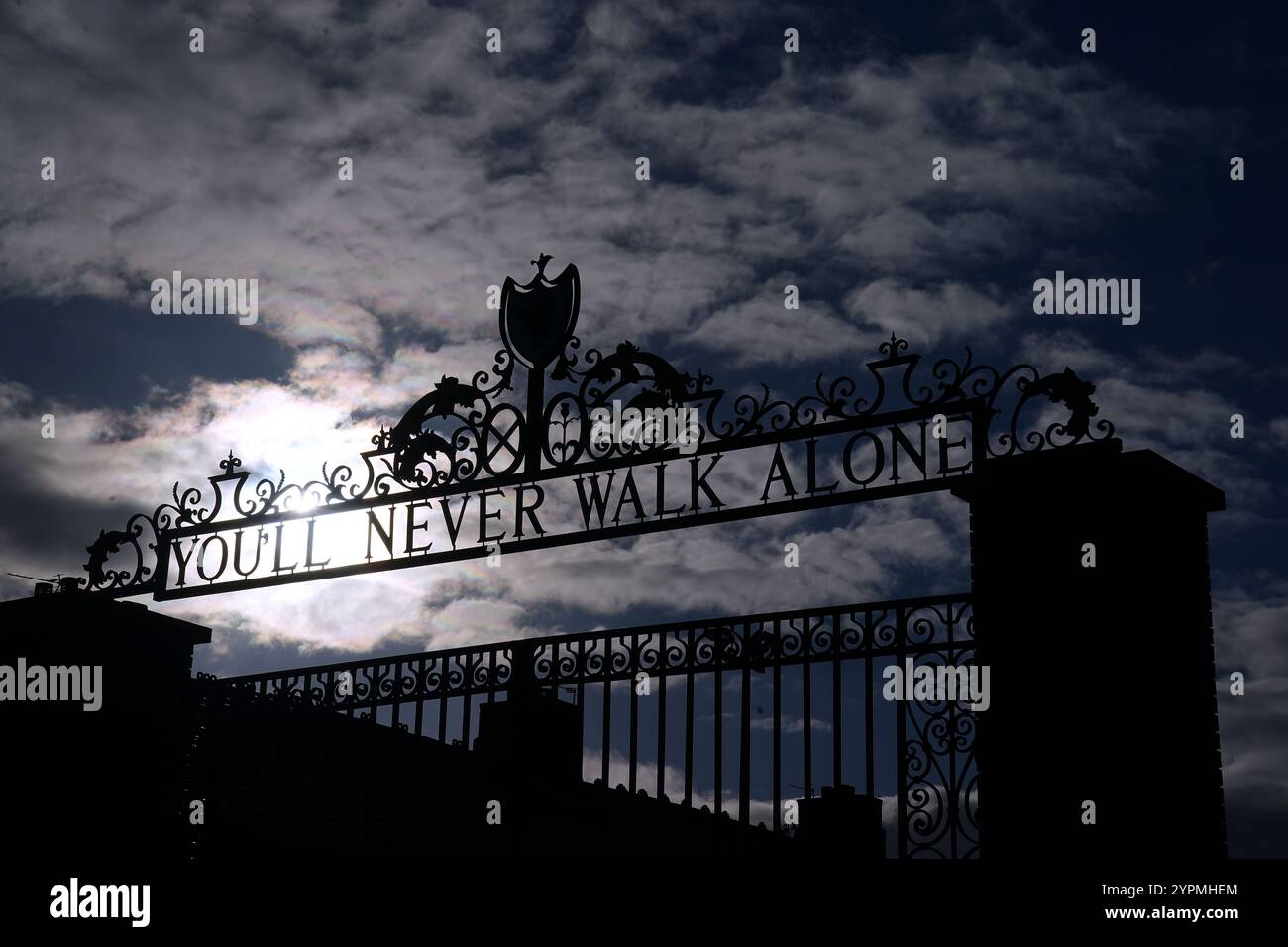 The Shankly Gates at the ground ahead of the Premier League match at ...