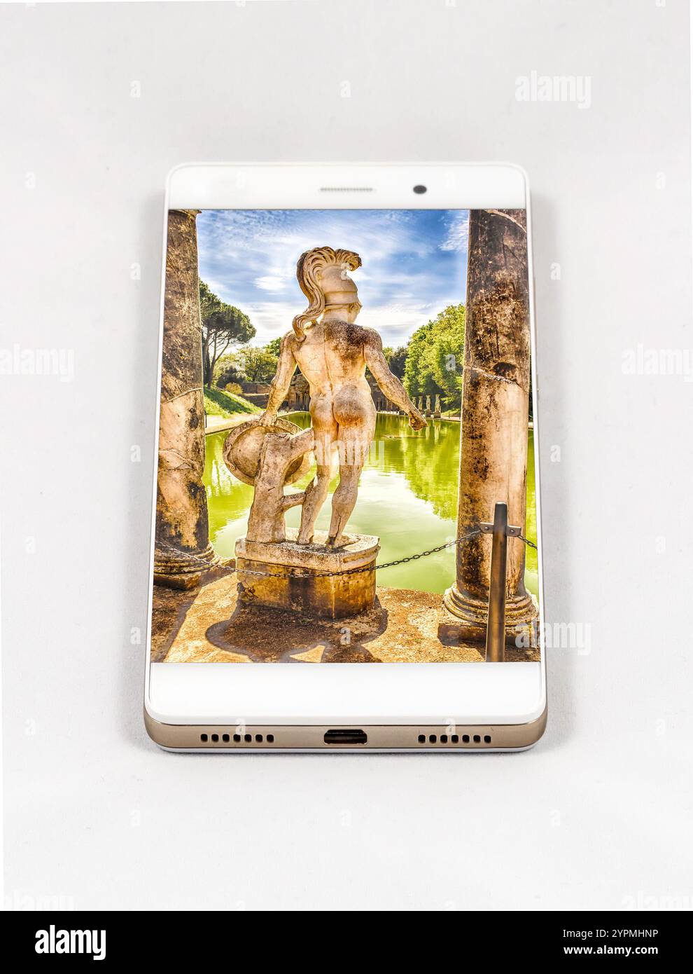 Modern smartphone with full screen picture of the Greek Statue of Ares ...