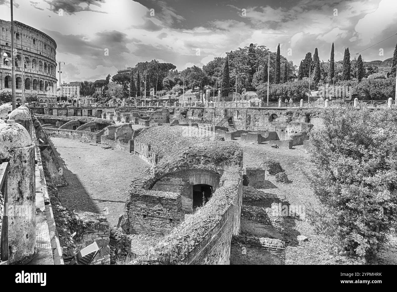 Ludus Magnus, ruins of the ancient gladiator school near the Colosseum ...