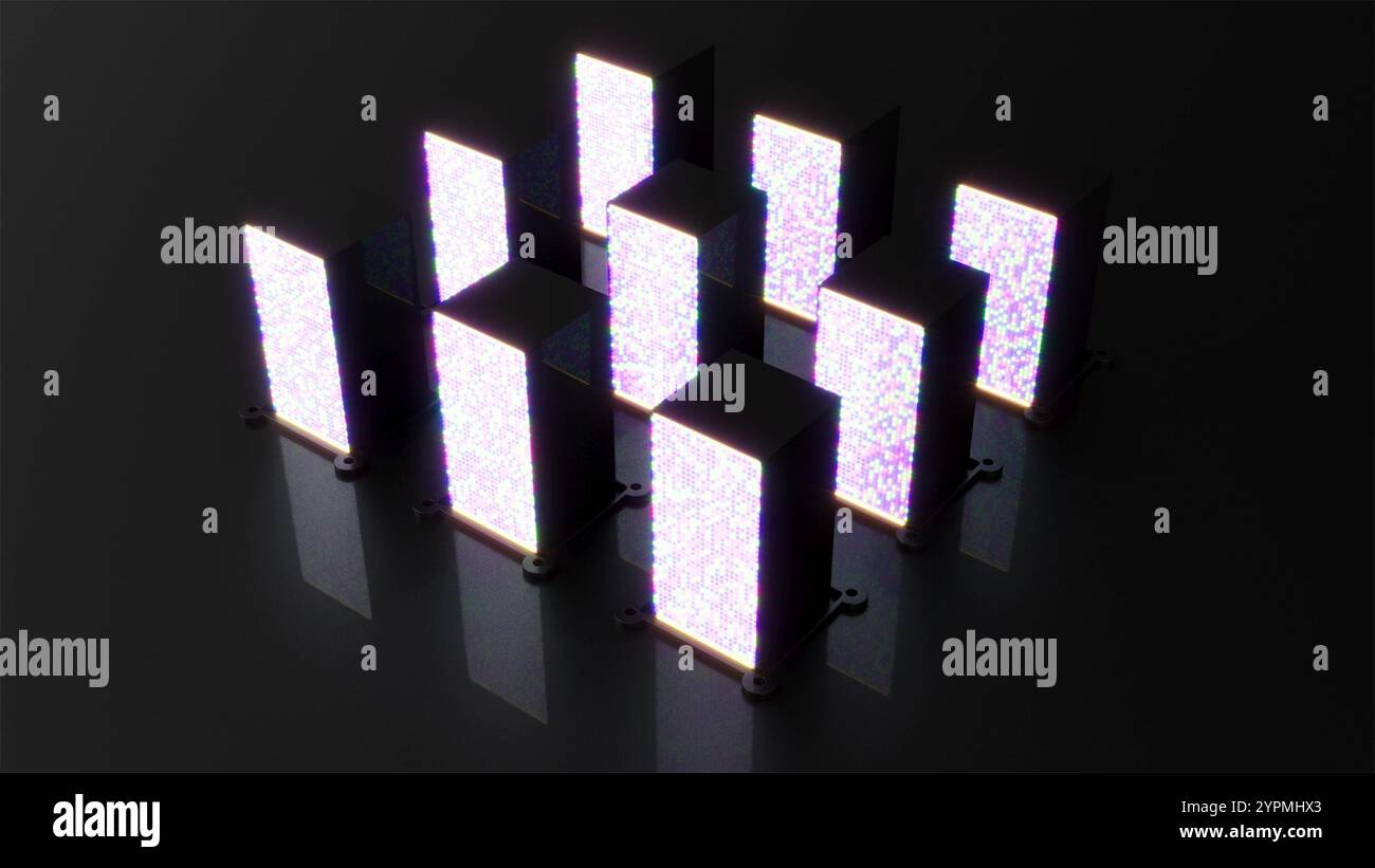Security data center servers led lights 3d render Stock Photo - Alamy