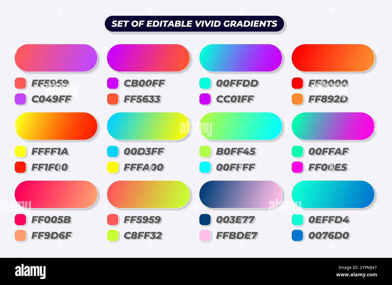 Set of vivid gradients, Screen gradients with modern abstract backgrounds for covers, calendar ...