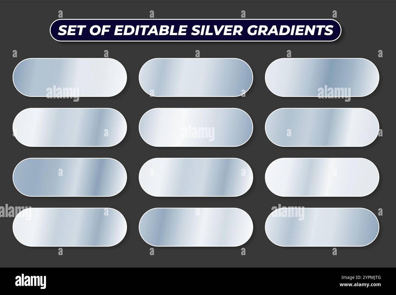 Set of silver gradient texture backgrounds, Metallic silver texture for ...