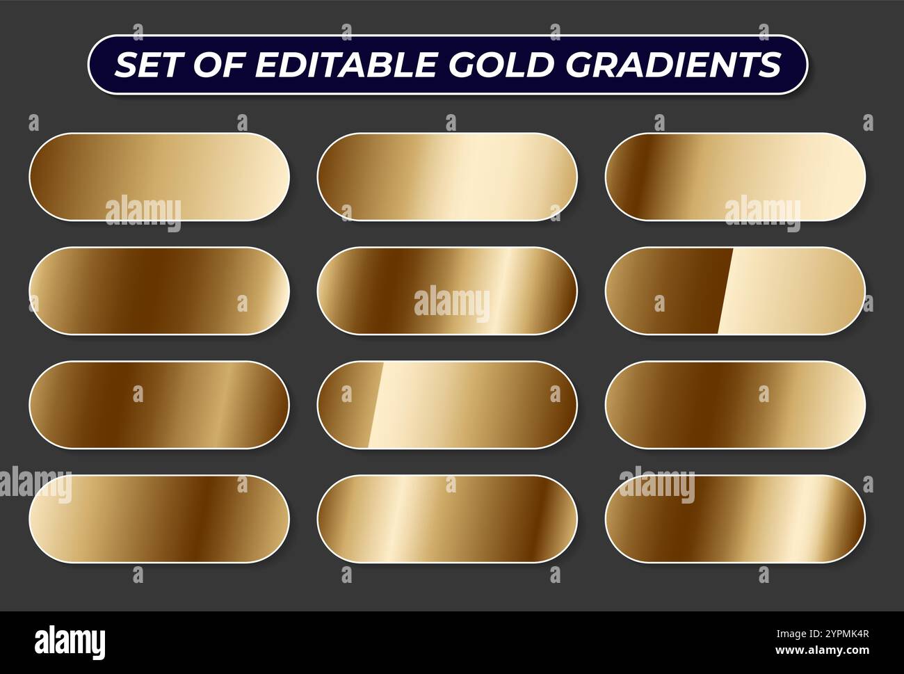 Set of gold foil texture backgrounds, Golden, metallic, copper, brass gradient colours vector ...