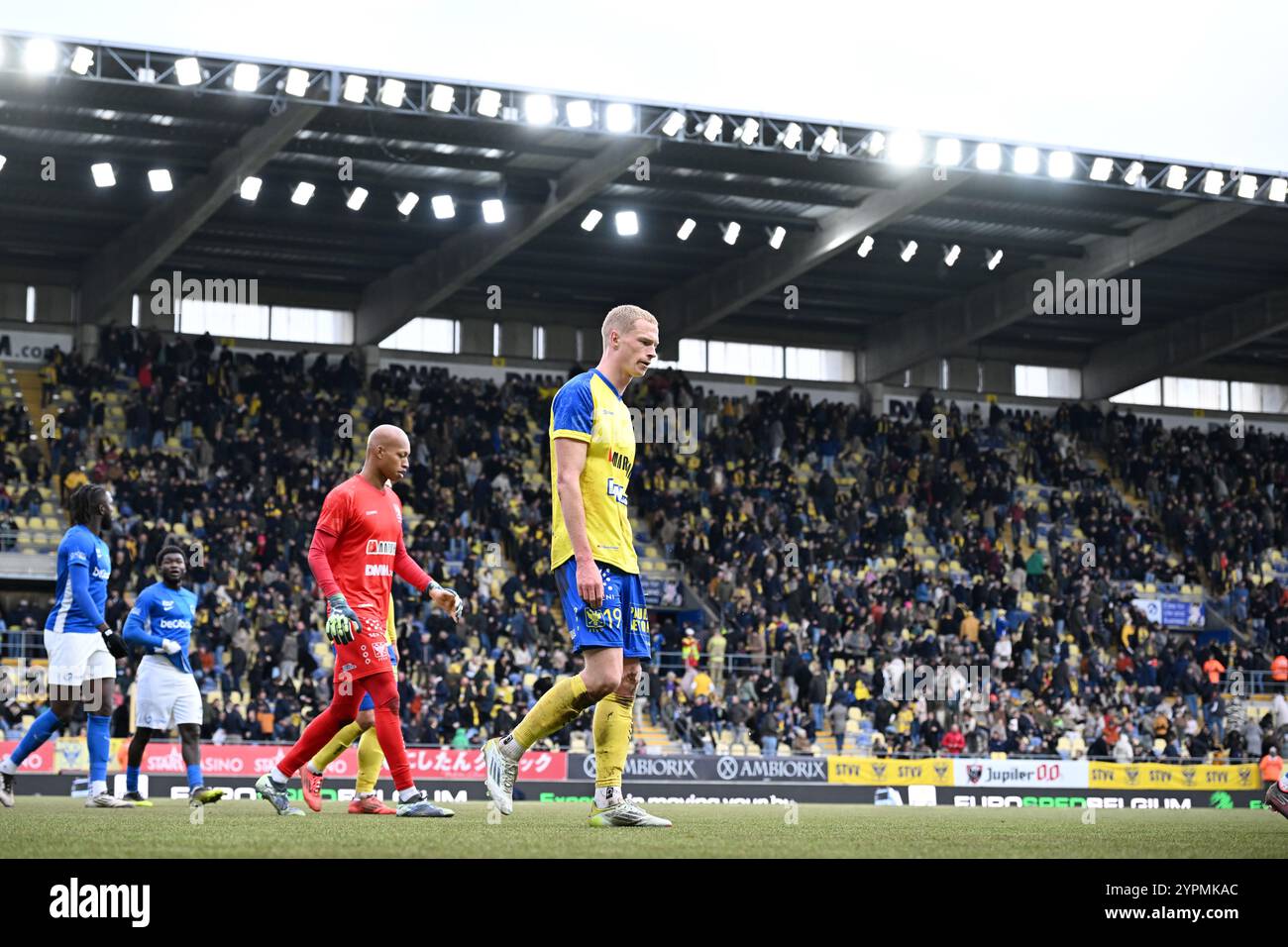Sint Truiden, Belgium. 01st Dec, 2024. STVV's goalkeeper Leo Kokubo and ...