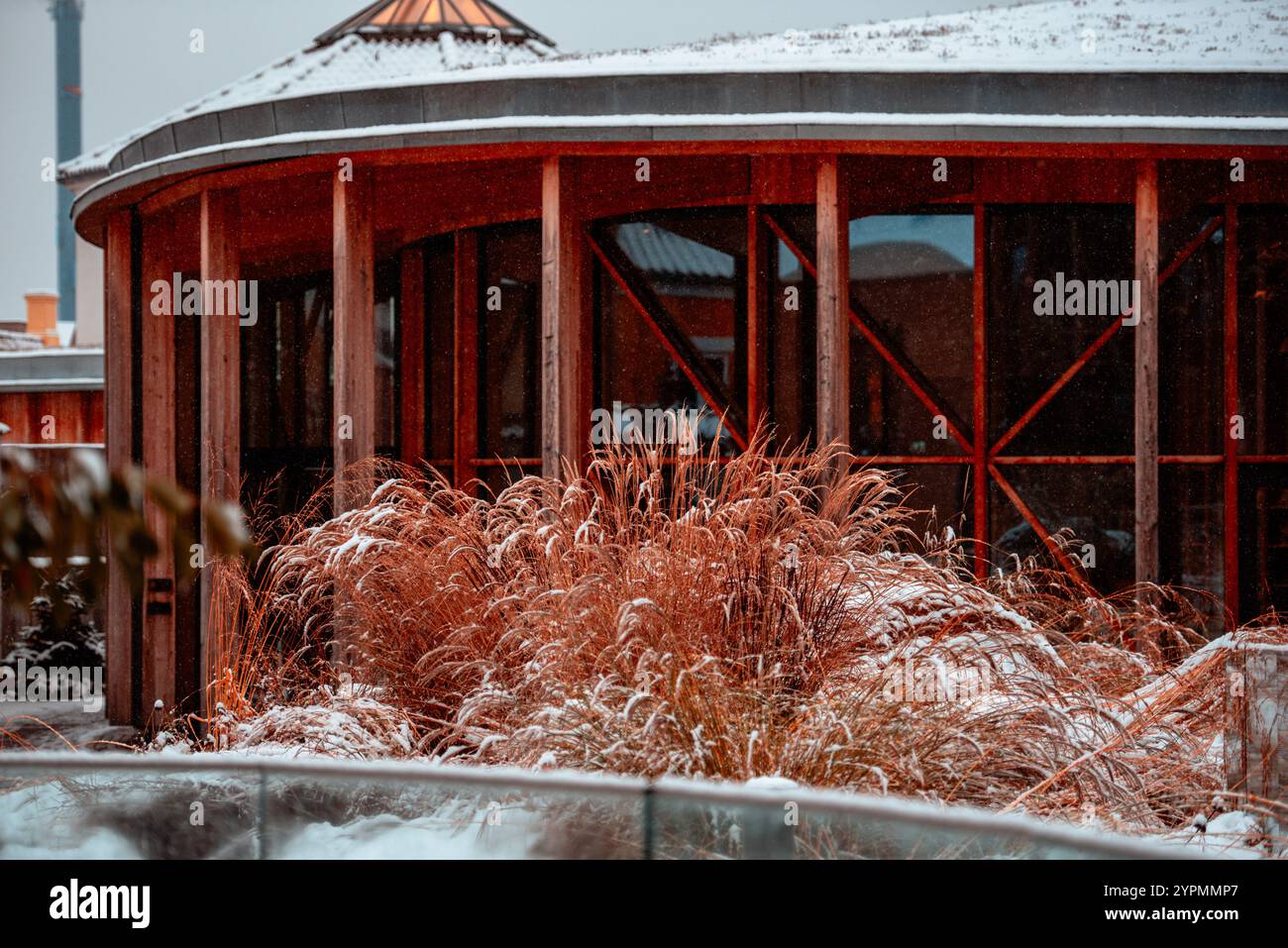 Snowy rooftops of traditional Danish buildings near Hans Christian ...
