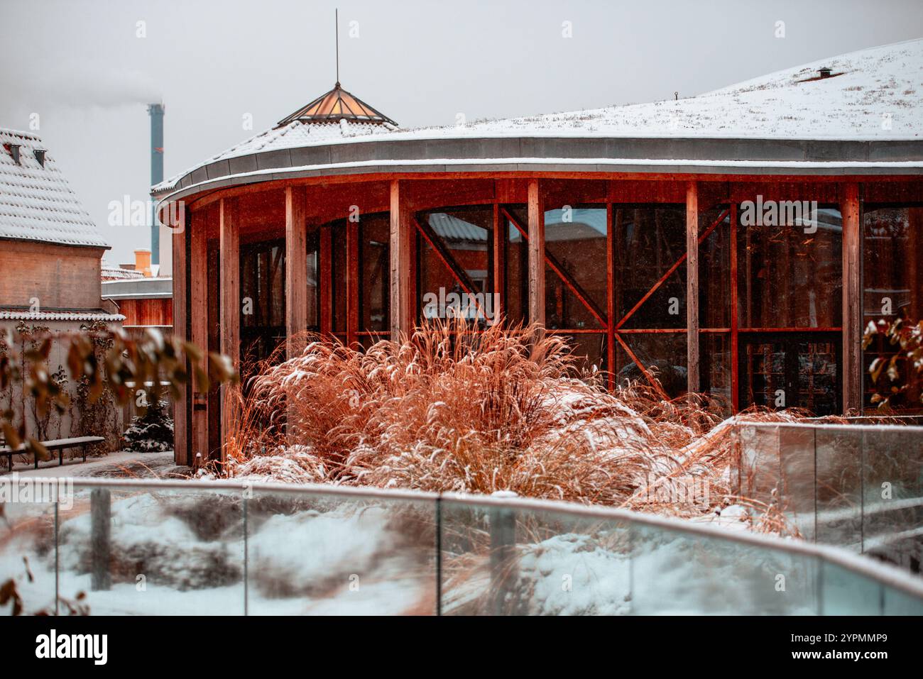 Snowy rooftops of traditional Danish buildings near Hans Christian ...