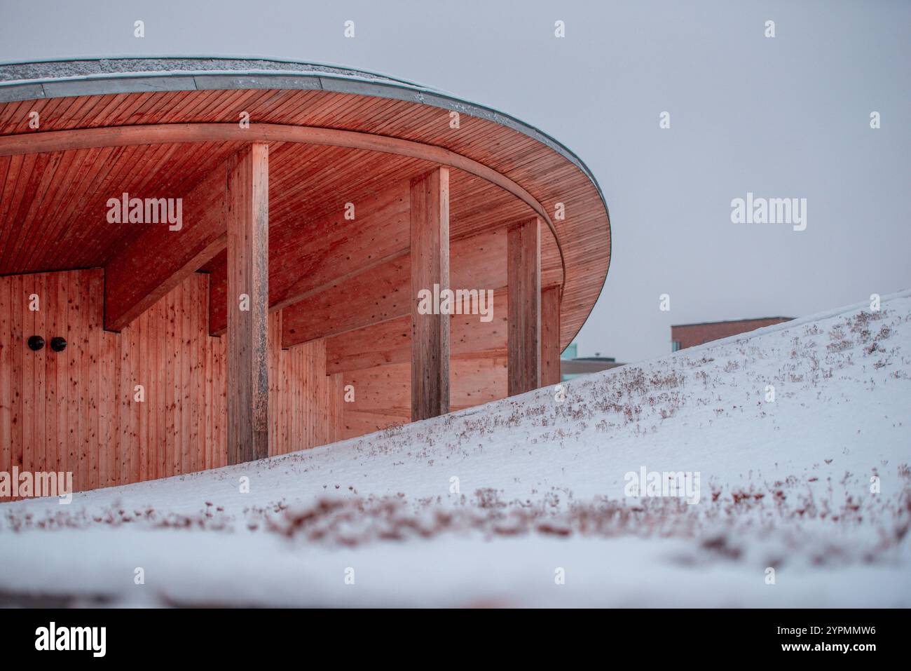 Snowy rooftops of traditional Danish buildings near Hans Christian ...