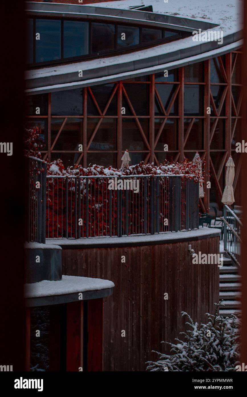 Snowy rooftops of traditional Danish buildings near Hans Christian ...