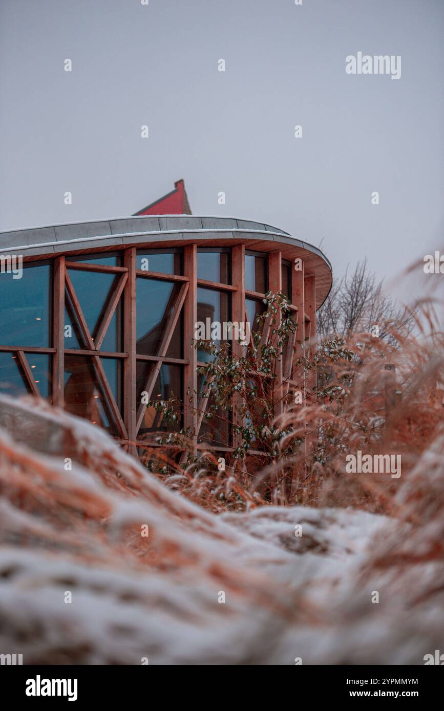 Snowy rooftops of traditional Danish buildings near Hans Christian ...