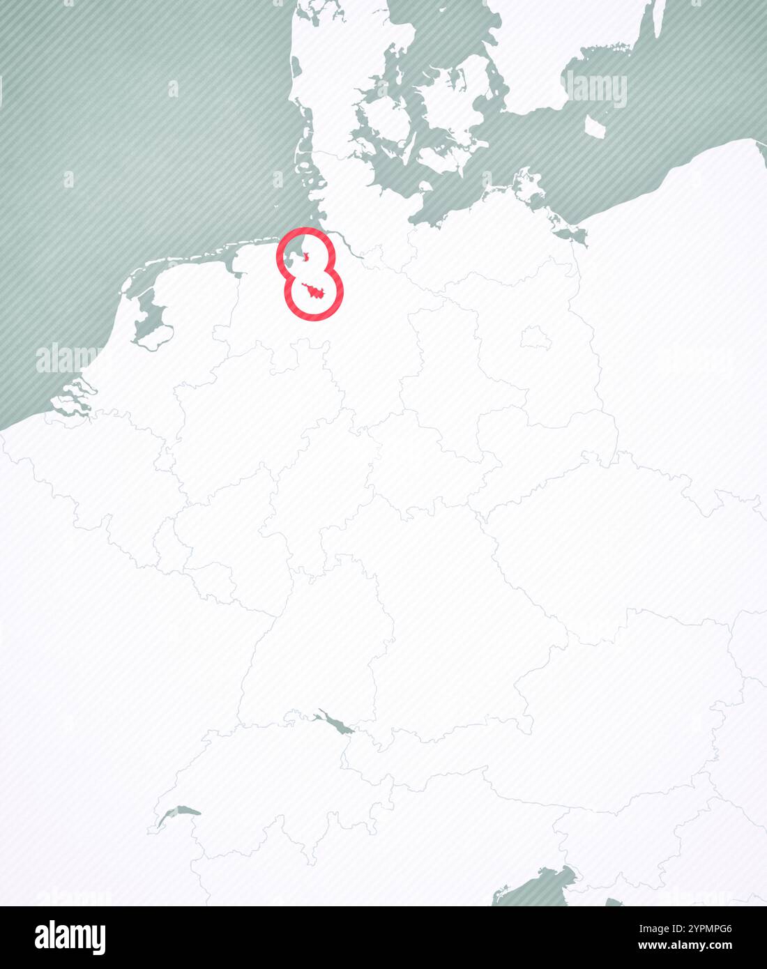 Bremen on the map of Germany with softly striped vintage background ...