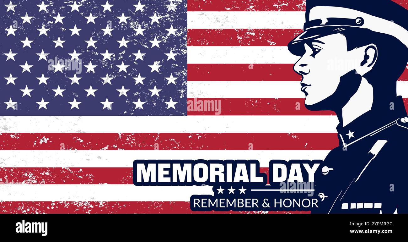 Soldier on usa flag Stock Vector Images - Alamy