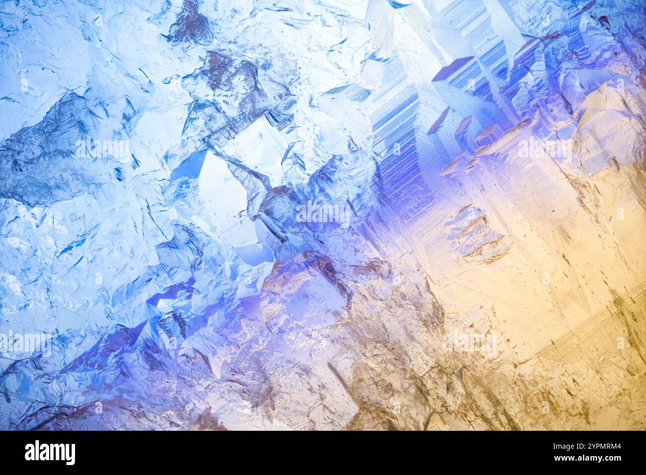 bi-colored blue and yellow Fluorite detail. Specimen from La Barre, St ...