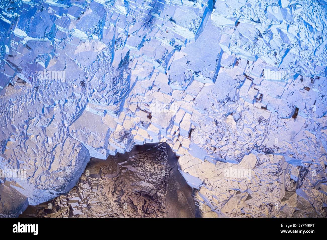 bi-colored blue and yellow Fluorite detail. Specimen from La Barre, St ...