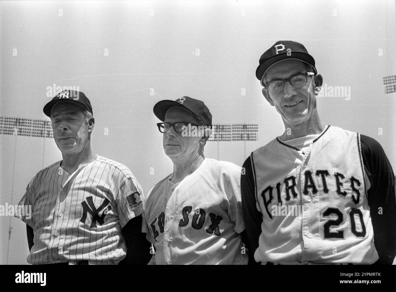 Joe, Dom and Vince DiMaggio at Oldtimers' game in Anaheim Stadium ...