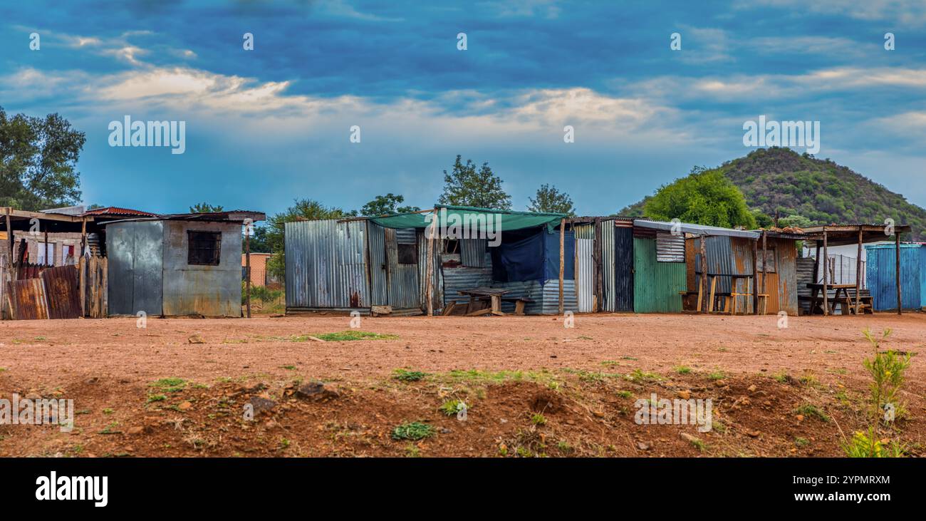 shanty town , shack made of corrugated sheet galvanized metal, township ...
