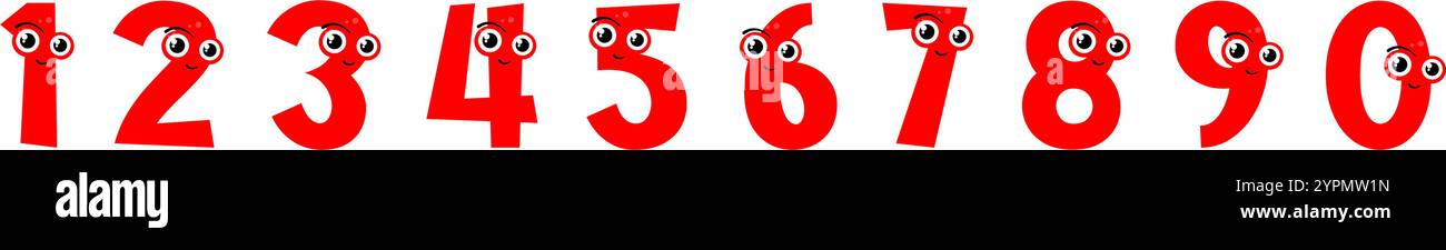 cute kawaii numbers - vector illustration Stock Vector Image & Art - Alamy