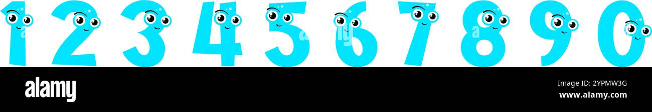 cute kawaii numbers - vector illustration Stock Vector Image & Art - Alamy