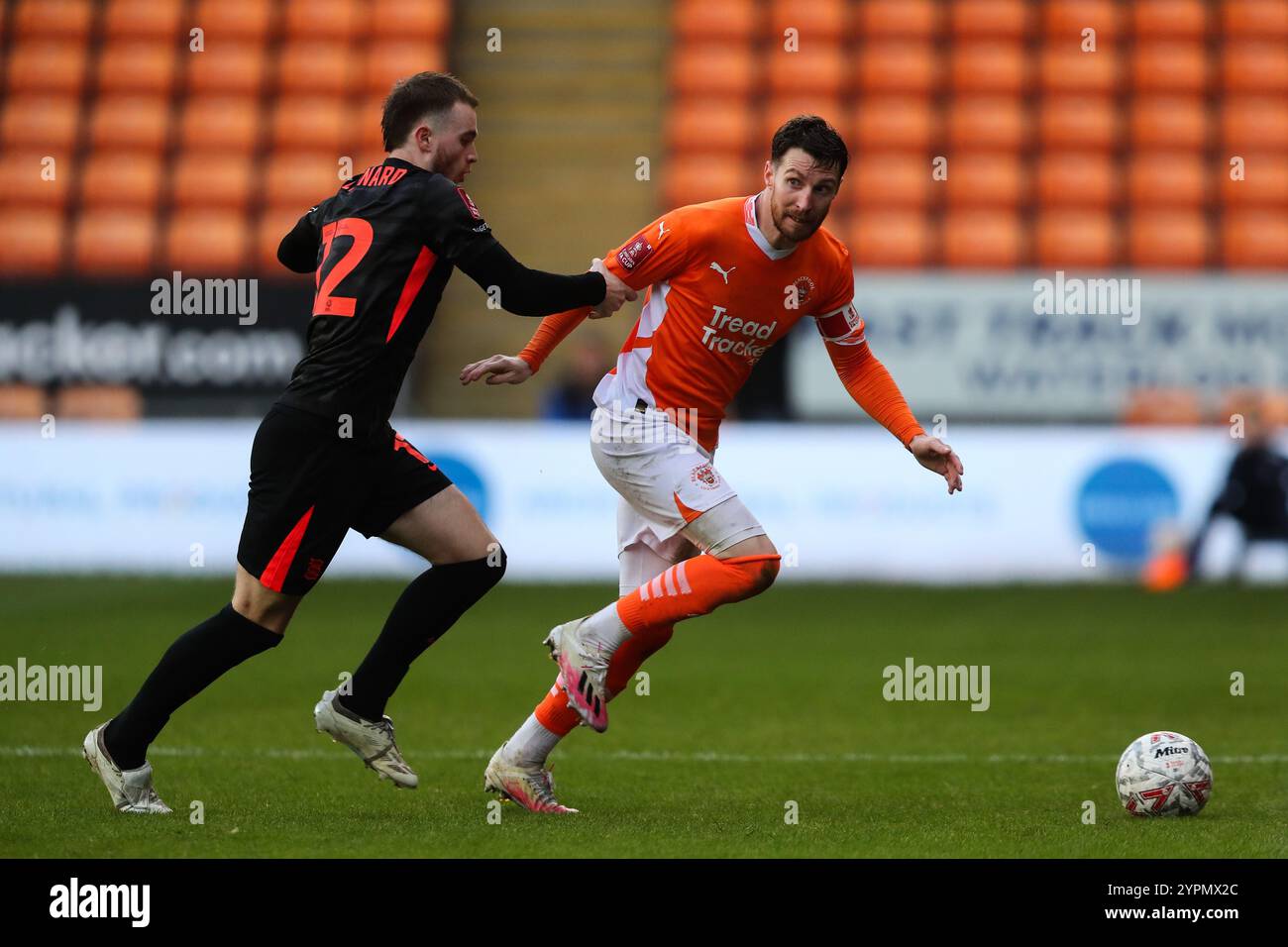 James Husband of Blackpool in action during the Emirates FA Cup 2nd ...
