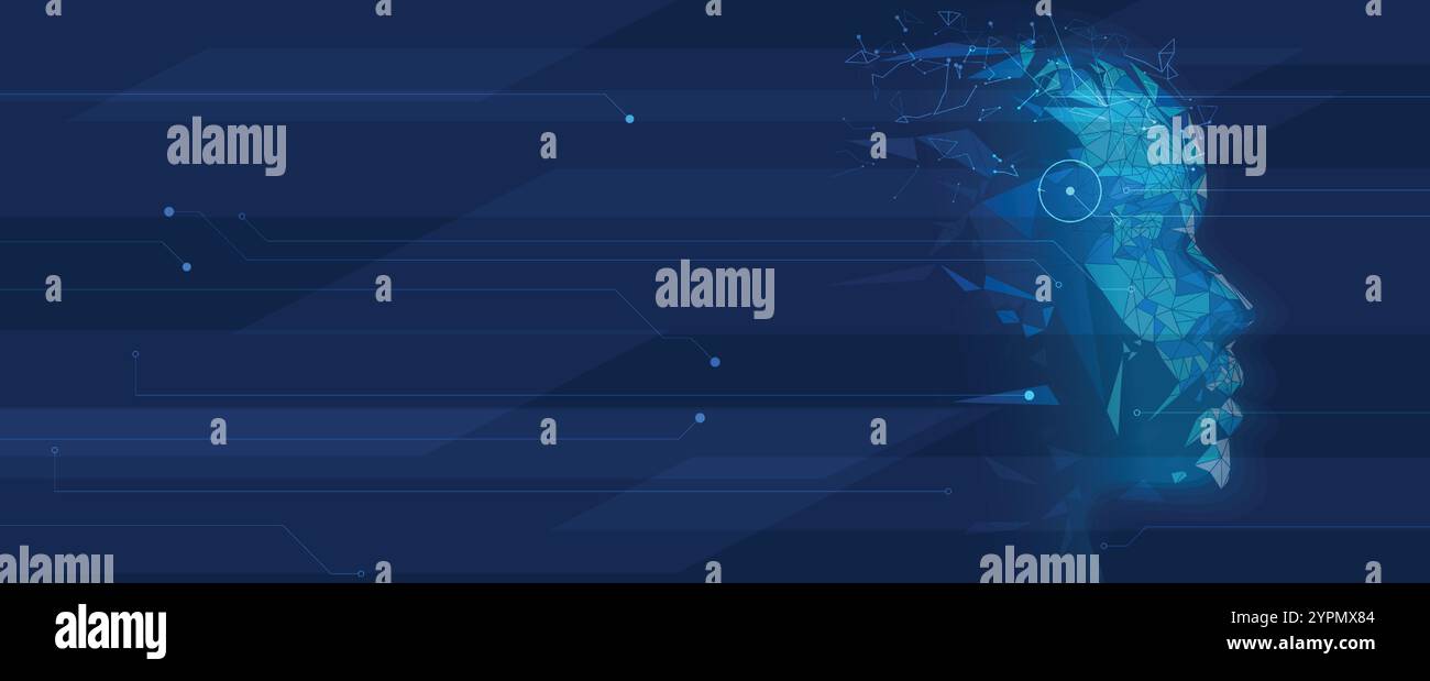 Abstract Artificial intelligence. Cloud computing. Machine learning. Technology web background ...