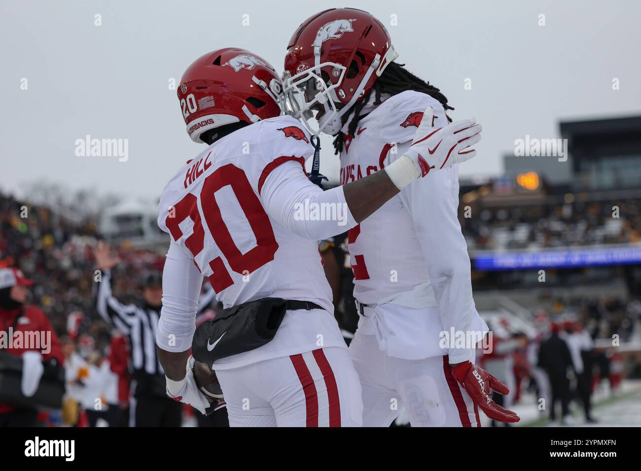 Missouri, USA. 30th Nov, 2024. Arkansas Razorbacks wide receiver Andrew ...
