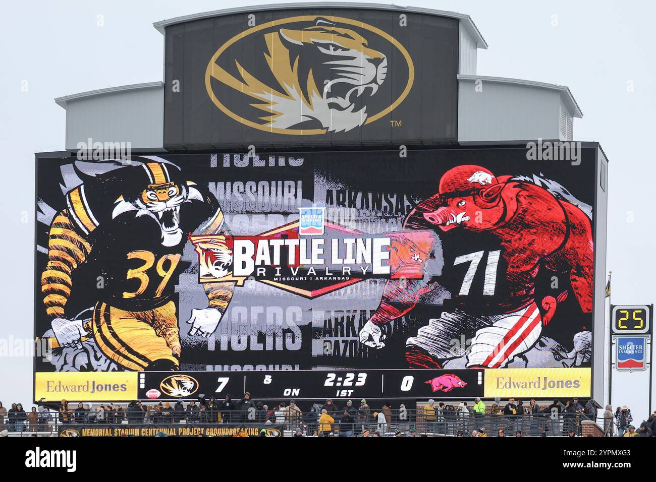 Missouri, USA. 30th Nov, 2024. A general image of the scoreboard prior ...