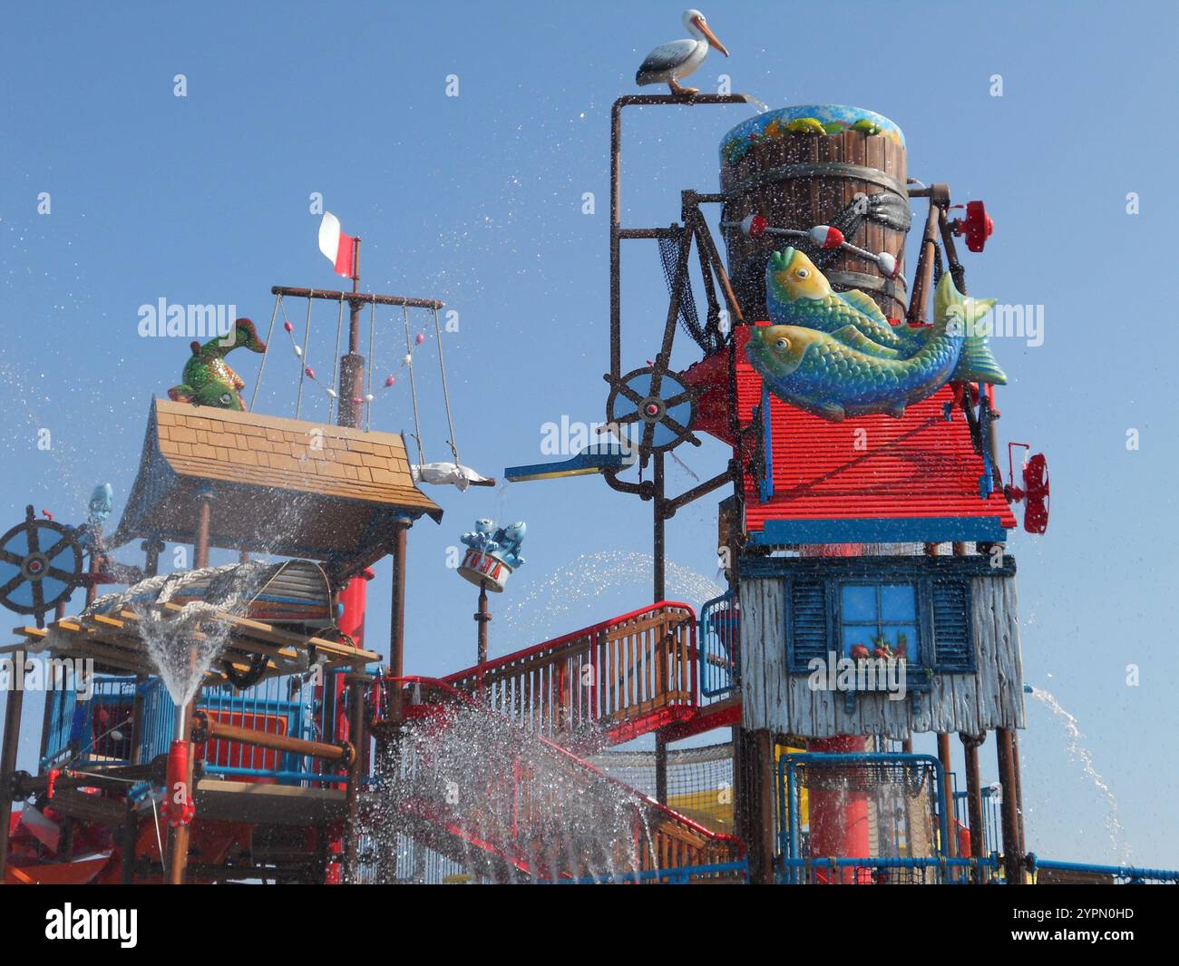 A vibrant water play area showcases interactive attractions for kids ...