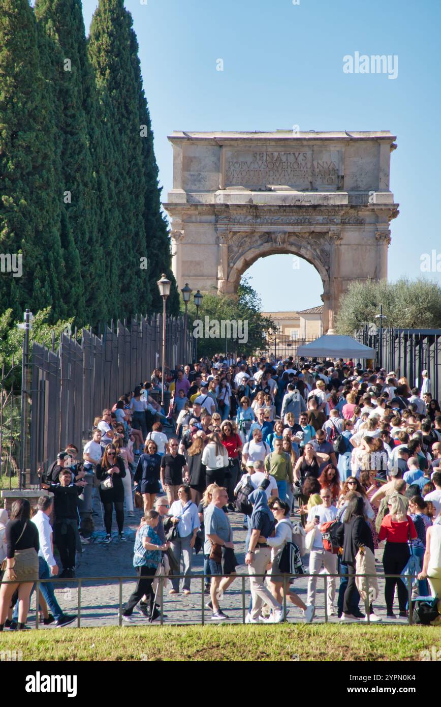 Rome, Italy - November 1, 2024: A crowd of tourists visiting the ...