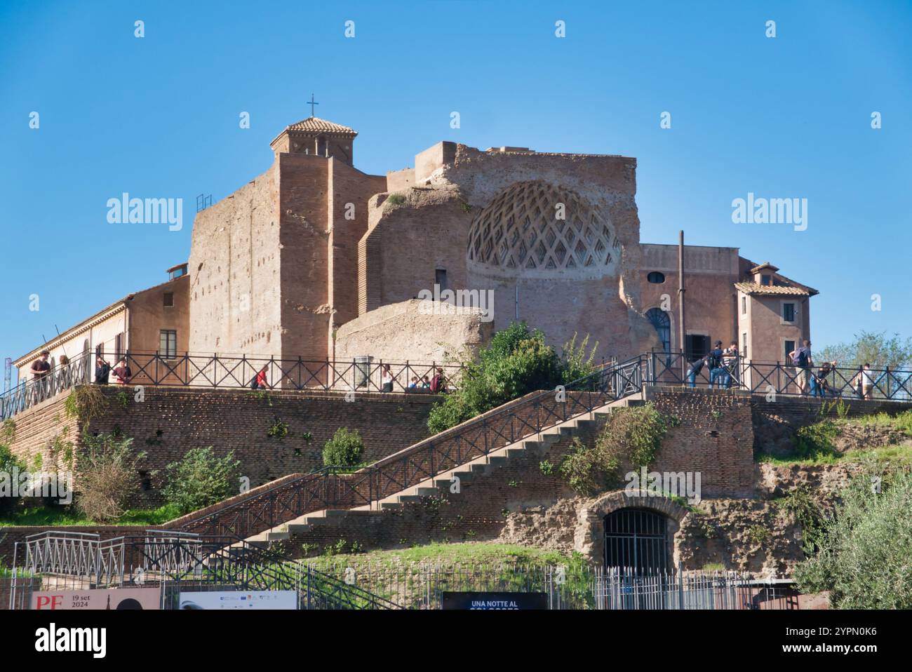 The Forum Romanum, partly destroyed dome and ruins of the Temple of ...