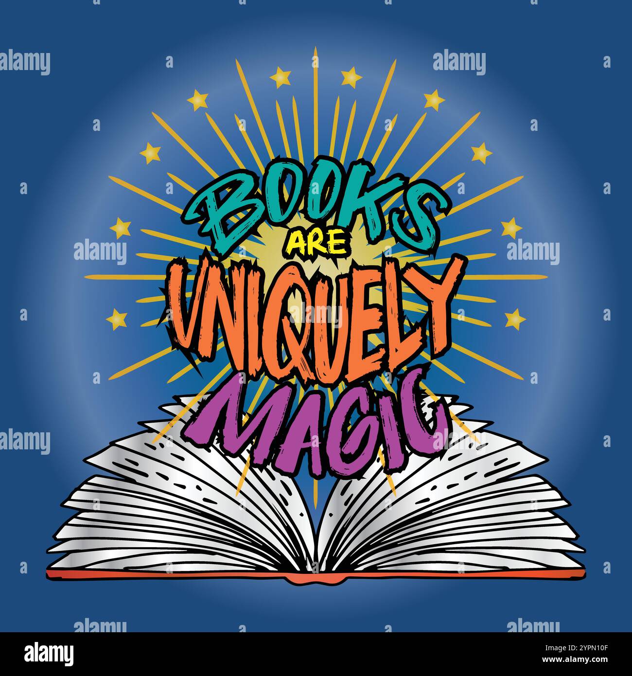 Books are uniquely magic. Inspirational quote. Hand drawn typography ...