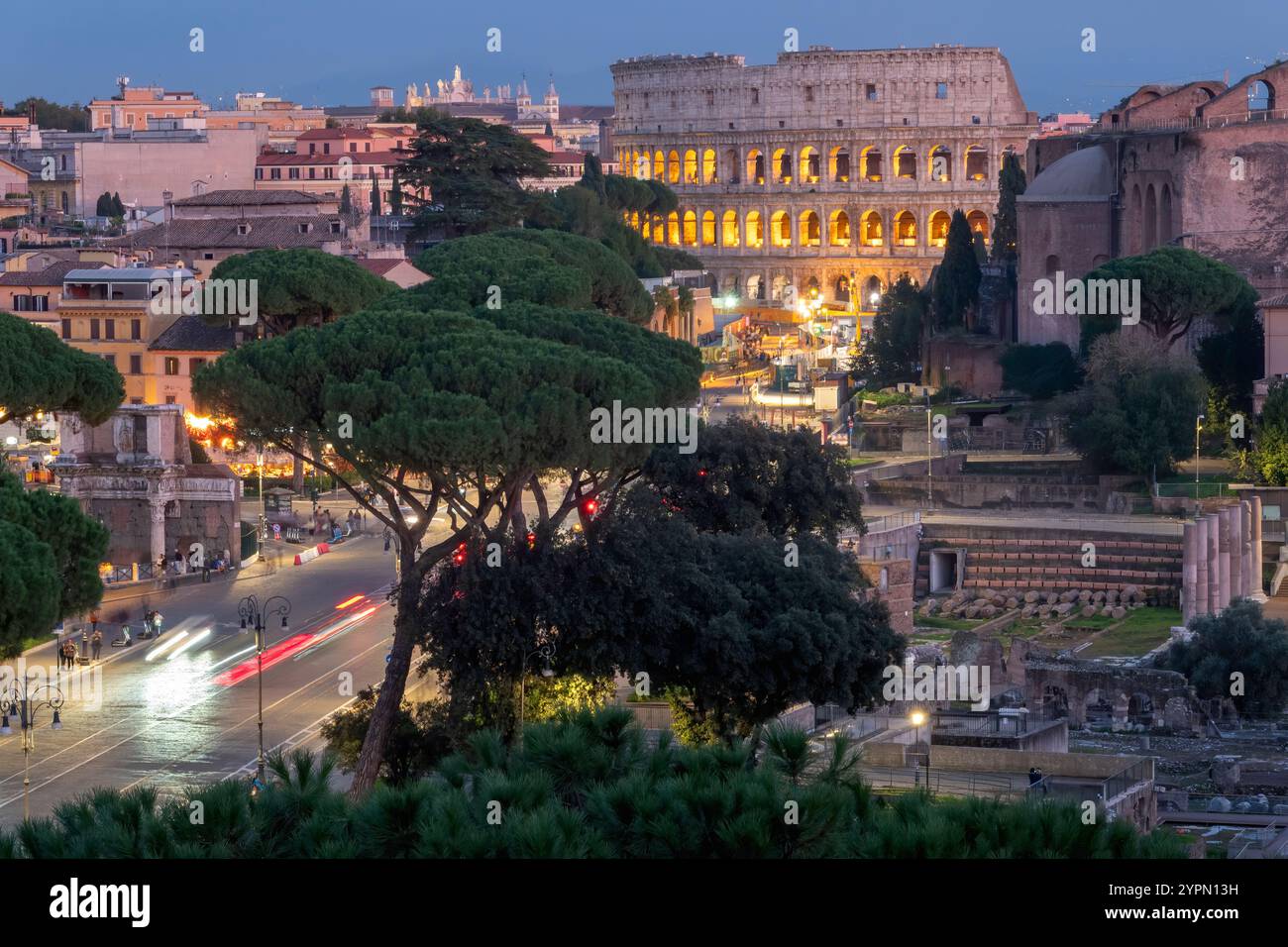 Rome, Italy - November 4, 2024: Night view of Rome, Italy, with the ...