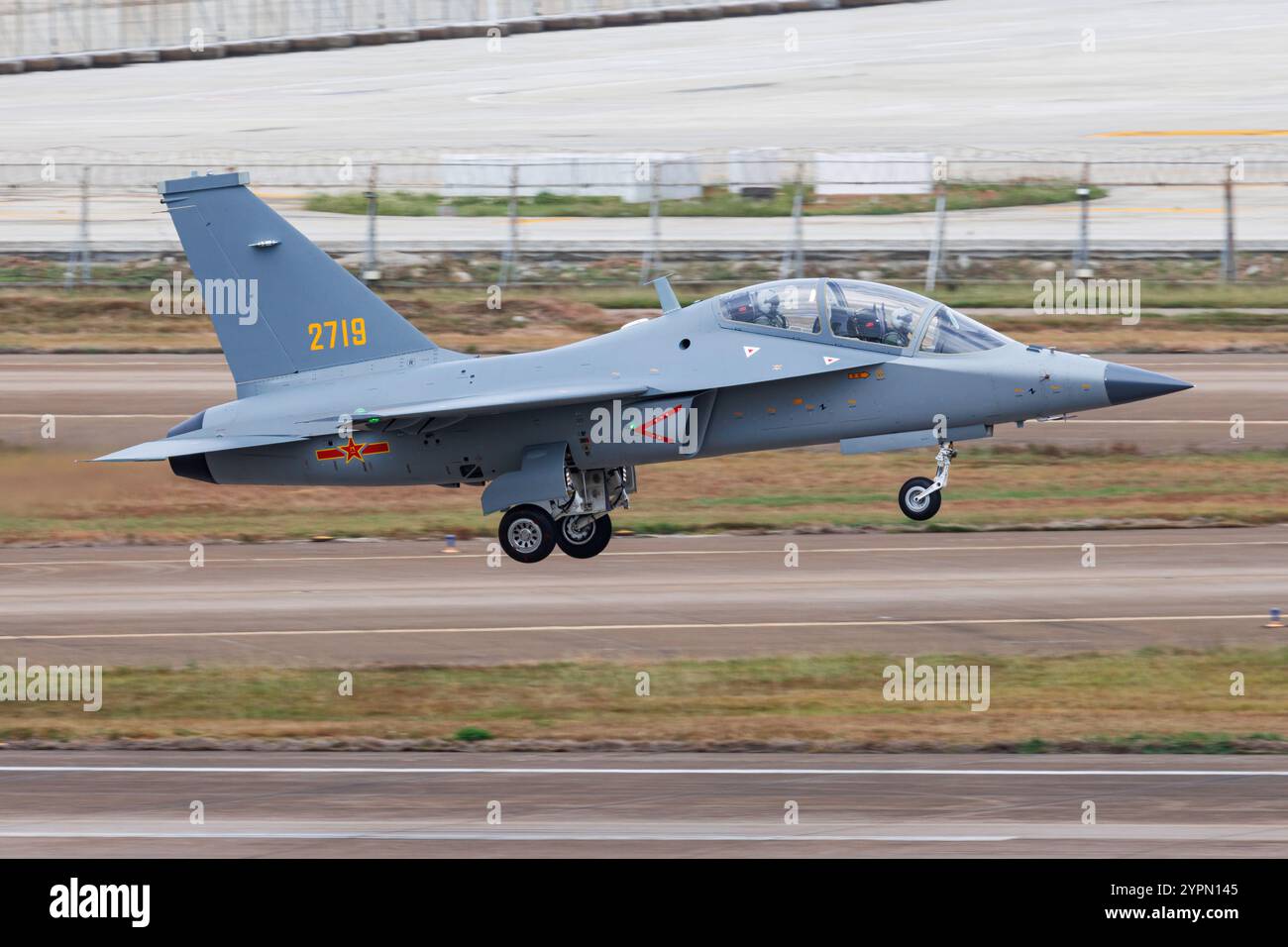 A Chinese People's Liberation Army Air Force Hongdu JL-10 advanced jet trainer and light combat ...