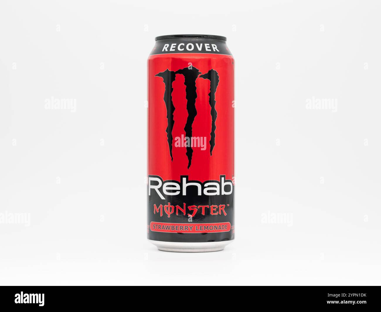 Monster Energy Rehab Strawberry Lemonade beverage can. The flavor ...