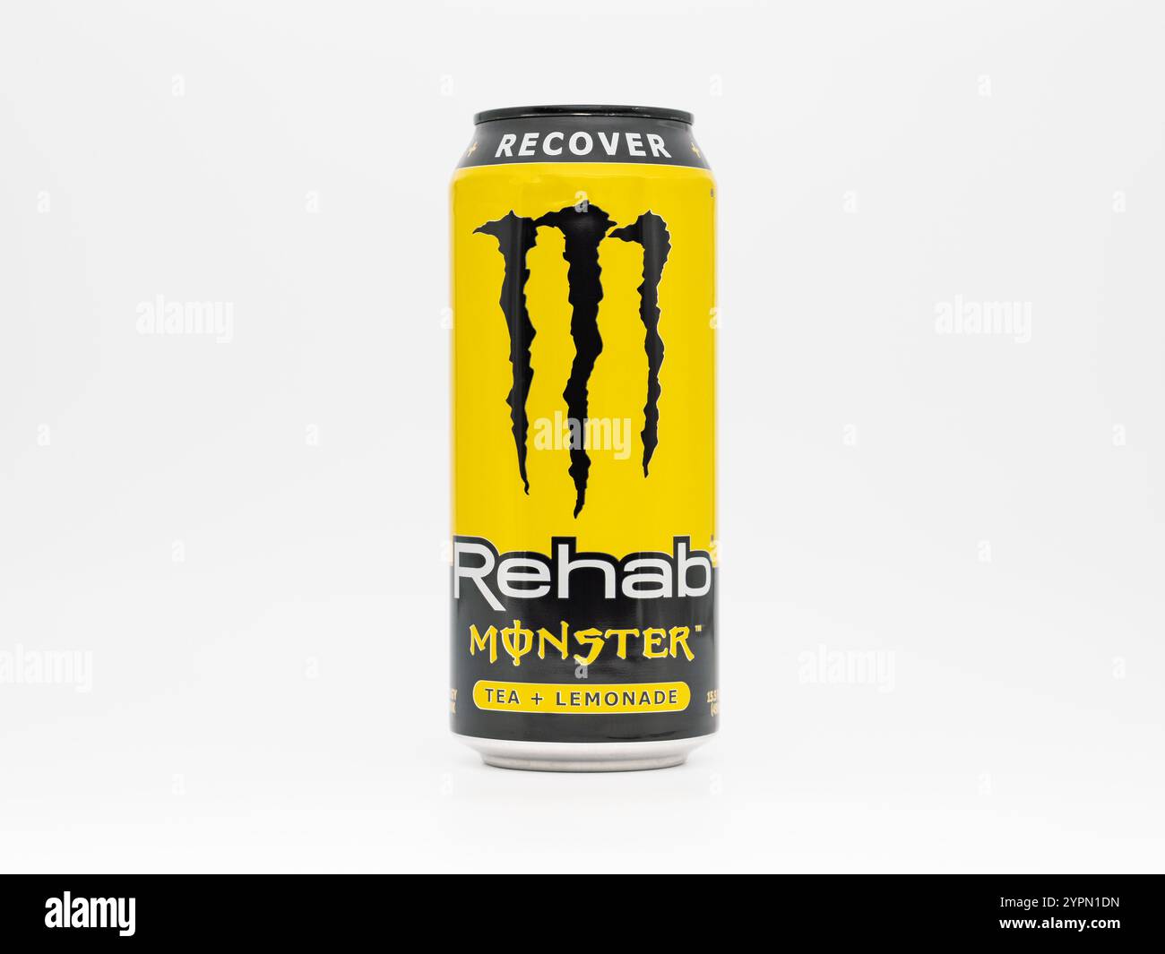 Monster Energy Rehab Tea + Lemonade beverage can. The flavor tastes ...