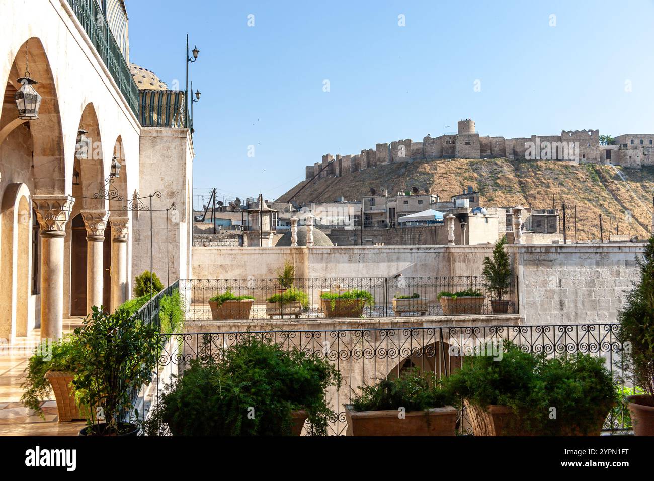 Syria, Aleppo, View of the Citadel from an old mansion Stock Photo - Alamy